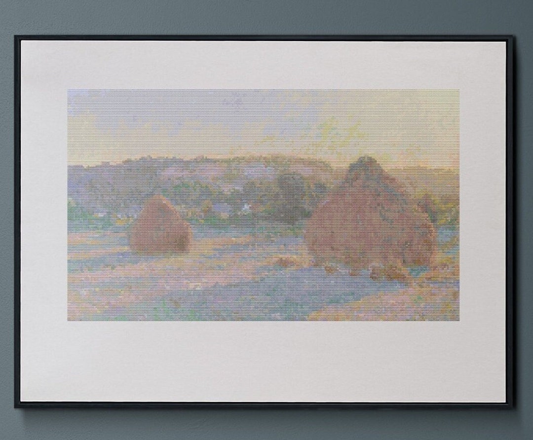 Stacks of Wheat by Claude Monet, Cross Stitch Pattern, Famous Painting ...