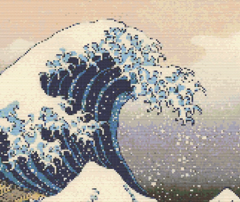 The Great Wave off Kanagawa by Hokusai, Cross Stitch Pattern, Famous ...