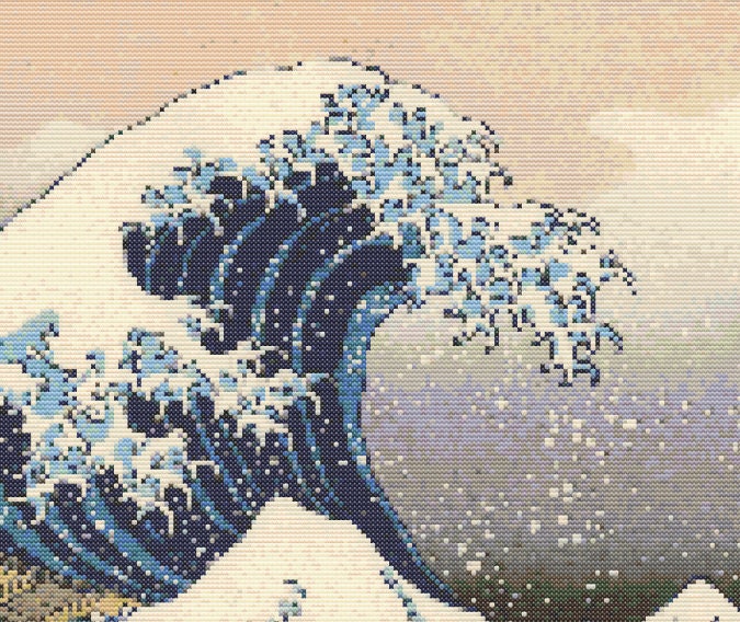 The Great Wave off Kanagawa by Hokusai, Cross Stitch Pattern, Famous ...