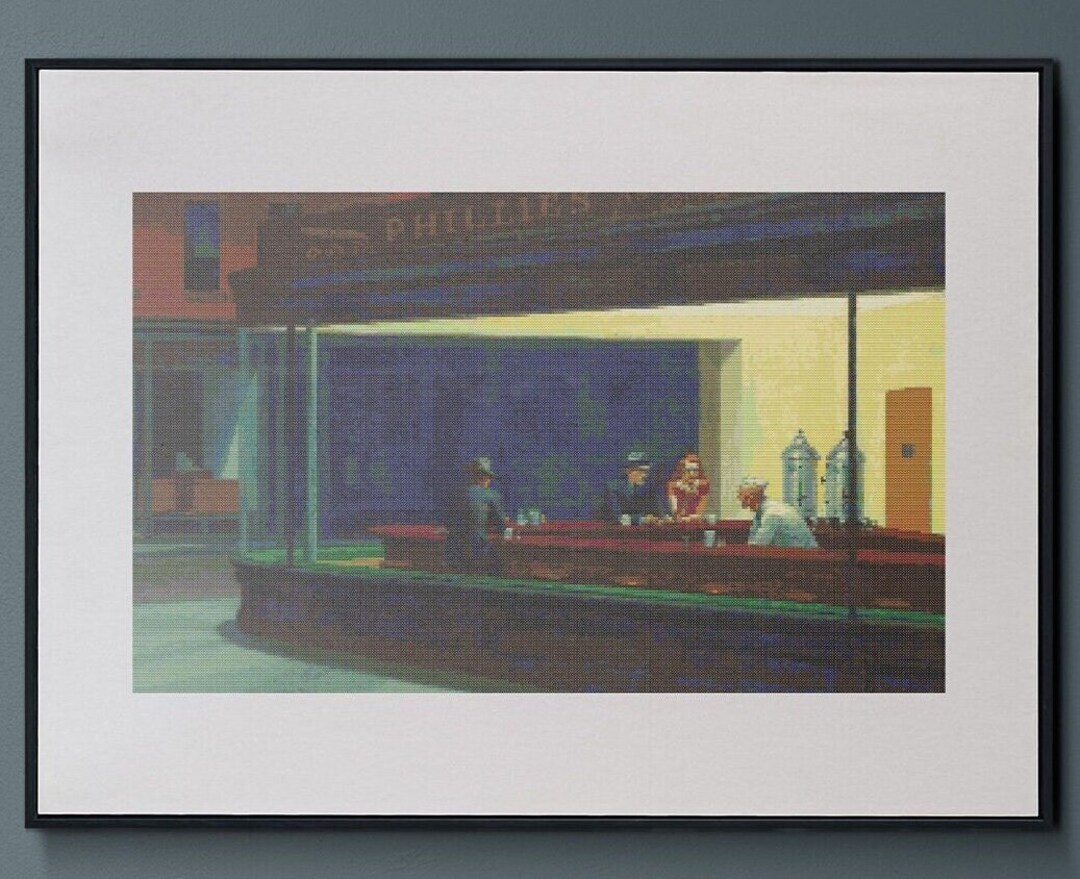 Nighthawks by Edward Hopper, Cross Stitch Pattern, Famous Painting - Etsy