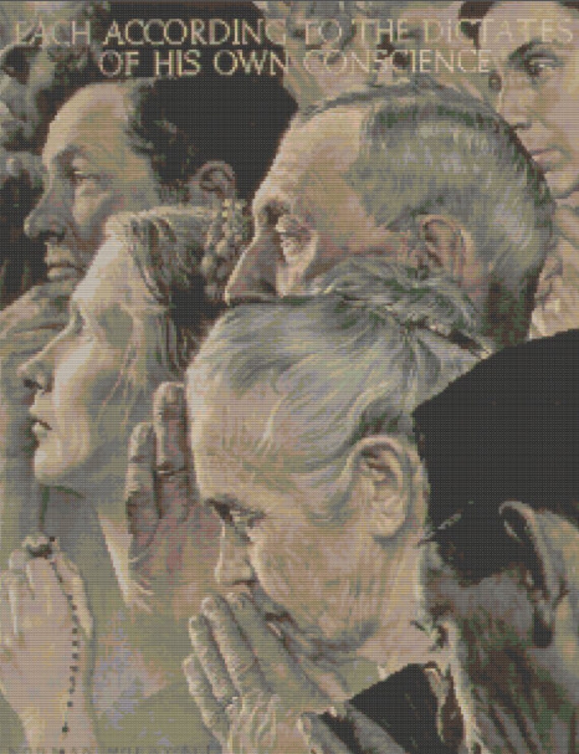 Four Freedoms by Norman Rockwell 4 Pack, Cross Stitch Pattern, Famous ...