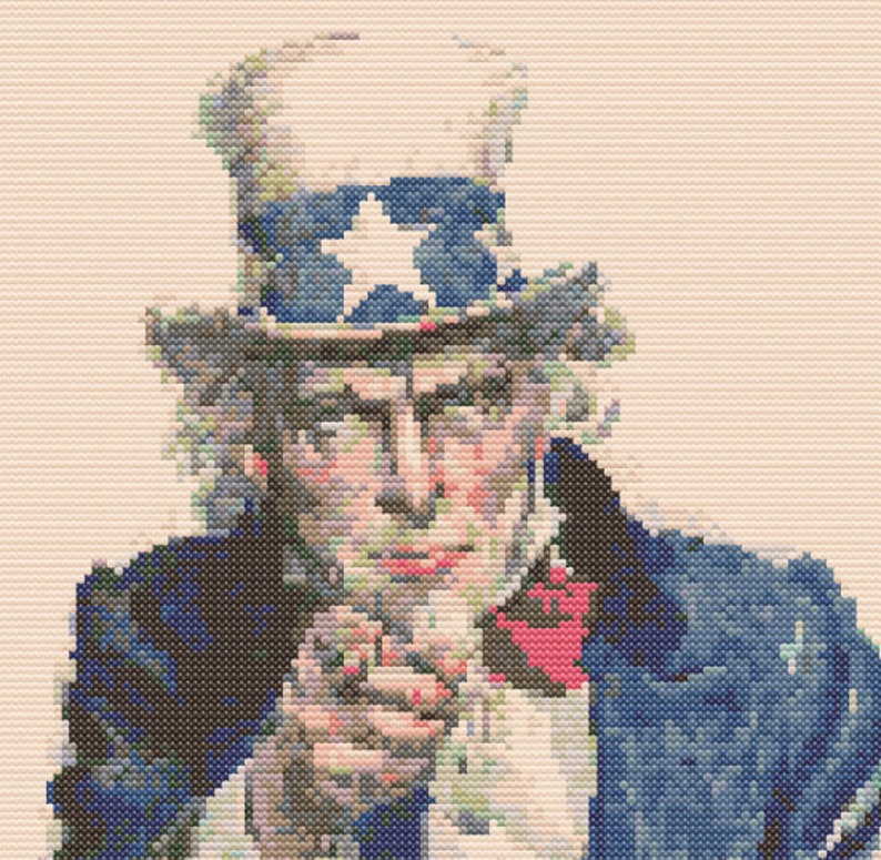 Uncle Sam, Cross Stitch Pattern, Famous Painting, Americana, Nostalgia ...