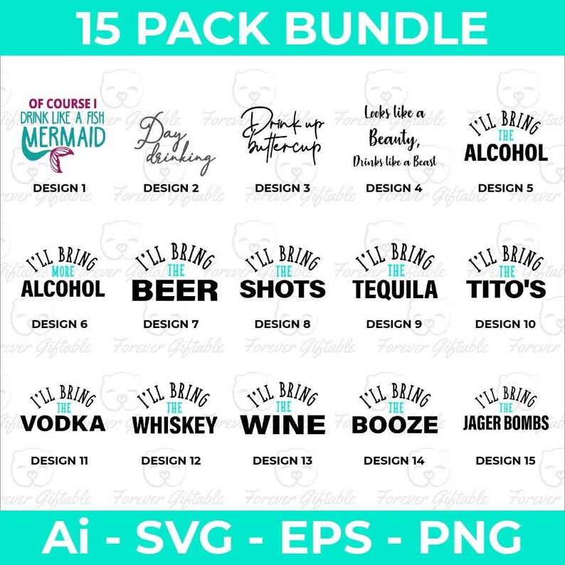 Drinks Design Bundle Wine Svg Beer Svg Tequila Svg Drunk - Etsy