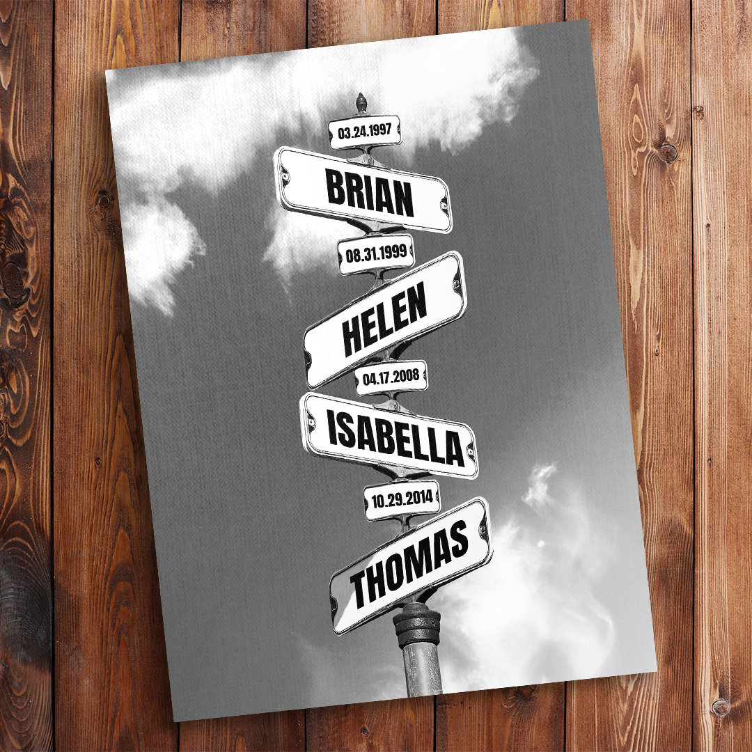 Personalized Date of Birth Street Sign Canvas Print - Etsy