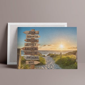 Personalized Beach Signpost Canvas Print: Family Names Art - Etsy