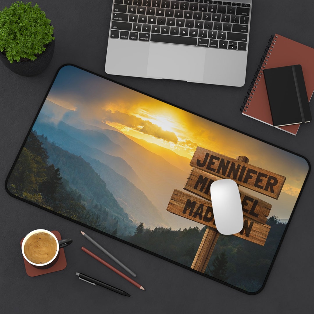 Sunset Mountains Multi-names Personalized Desk Mat, Neoprene Desk Mat ...
