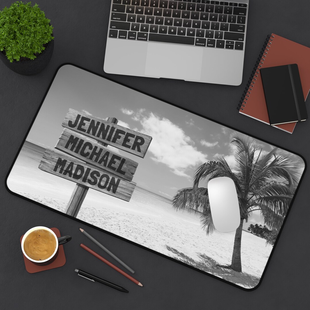 Black and White Ocean Breeze Multi-names Personalized Desk Mat ...