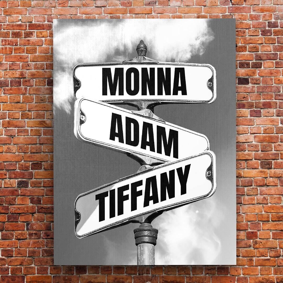 Family Member Names Vintage Street Sign Personalized Premium Canvas - Etsy