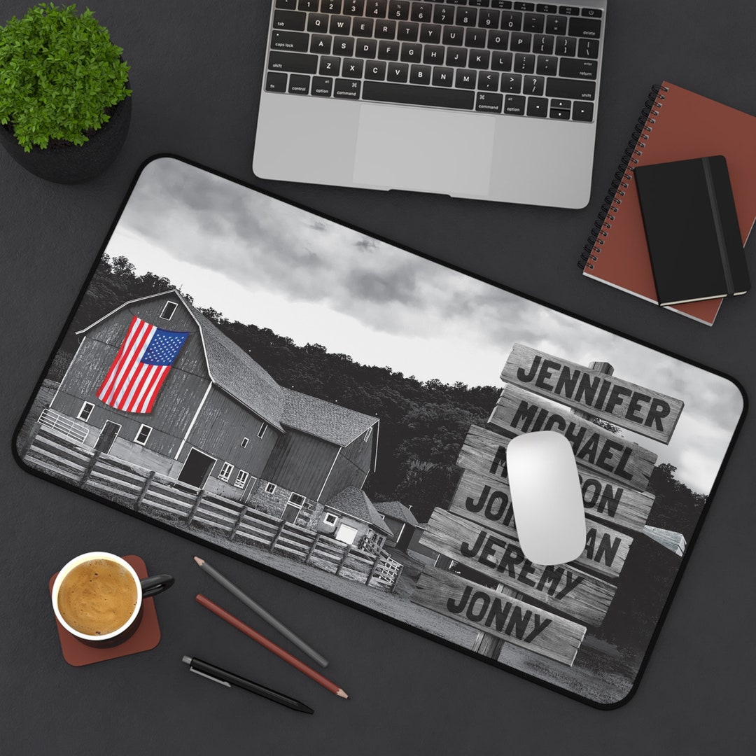 American Barn Black & White Personalized Desk Mat, Neoprene Desk Mat ...