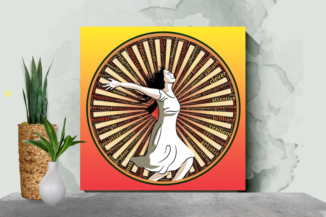 WOW! Empower Affirmation Canvas, Wheel of Words, Affirmation Wall Decor ...