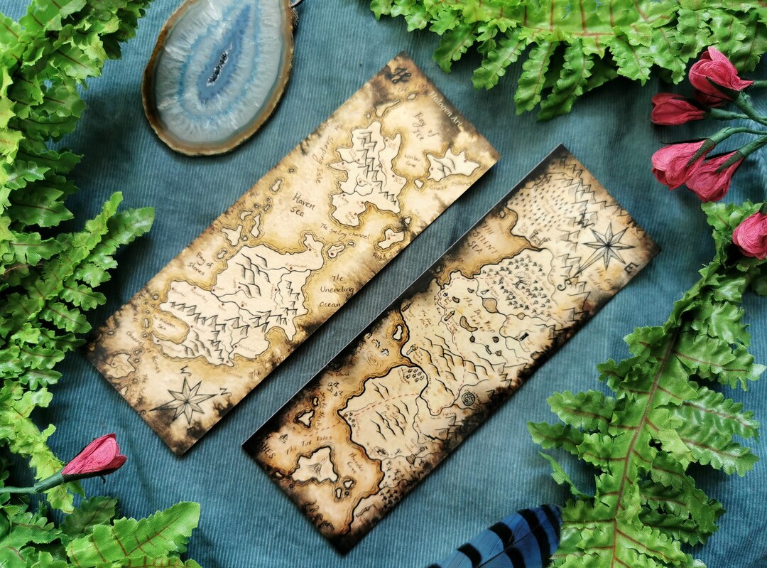 Fantasy Map Bookmark - Double Sided Print of Original Watercolor & Ink ...