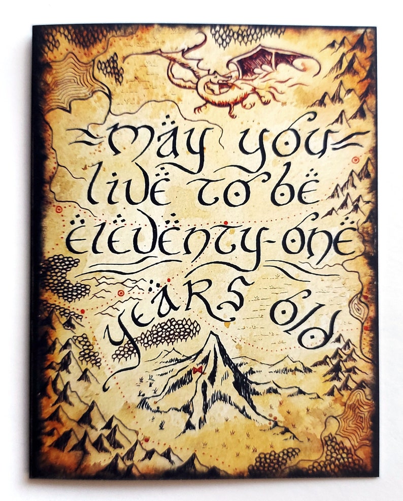 Lord of the Rings Birthday Card LOTR Fantasy Map Blank Greeting ...
