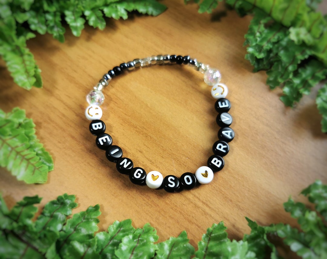 BEING SO BRAVE Handmade Beaded Stretch Bracelet - Funny Meme Jewelry ...