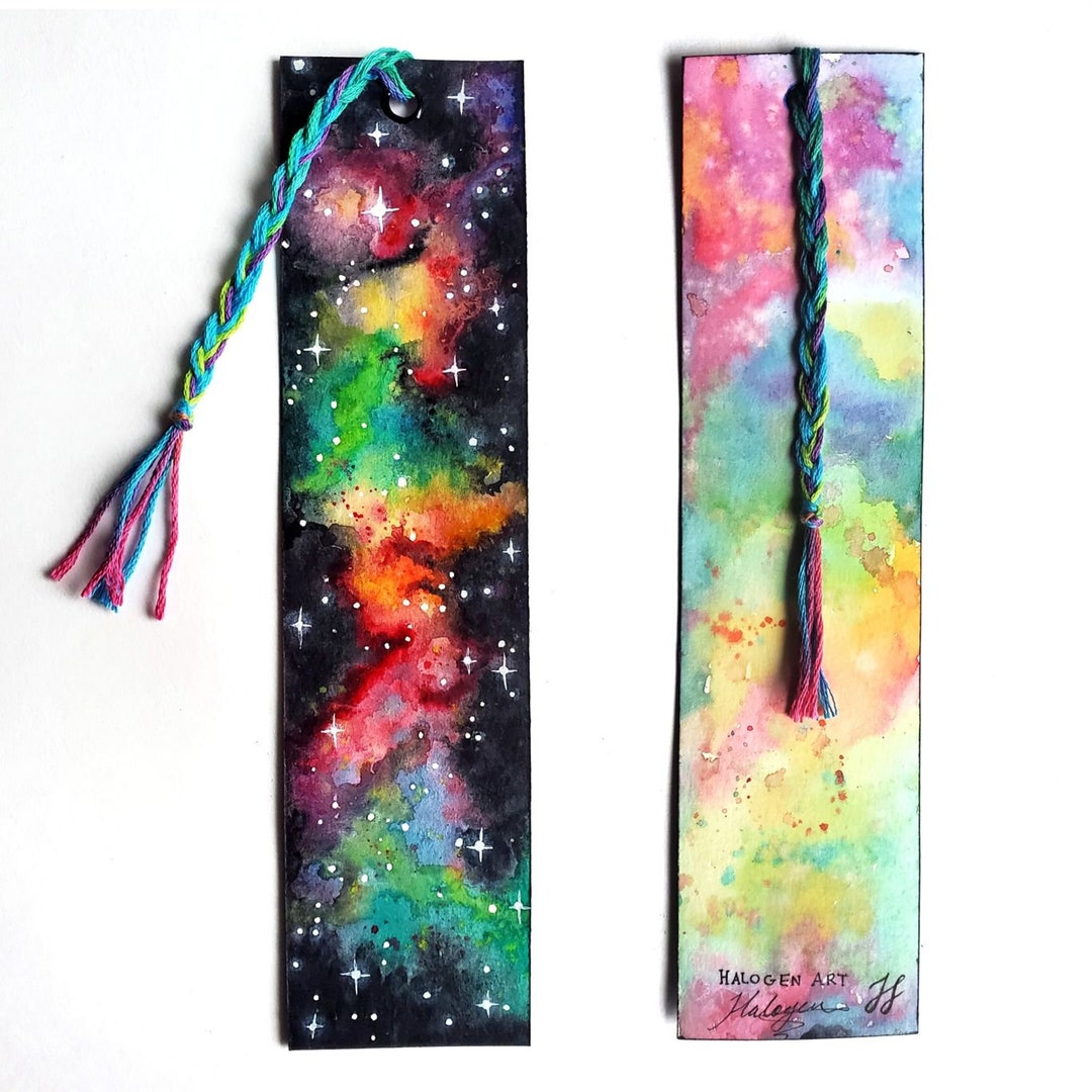Hand Painted Watercolor Original Rainbow Galaxy Bookmark - Handmade ...