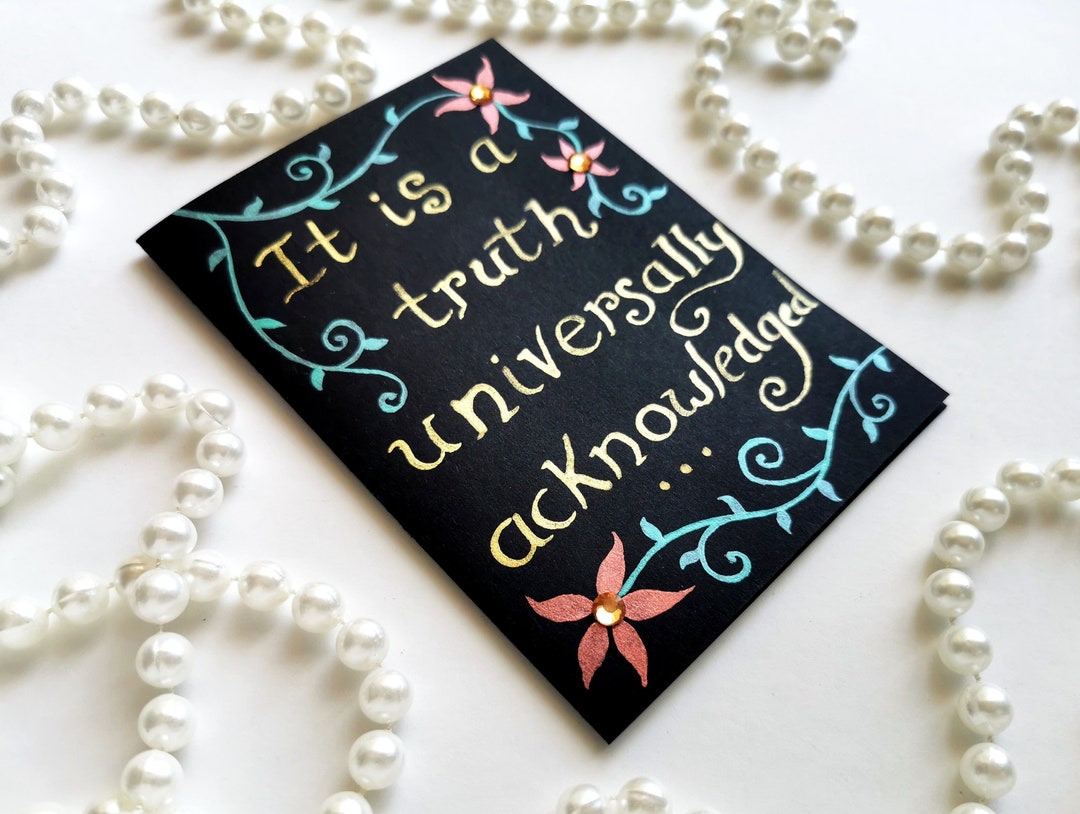 Hand Hand Painted Pride and Prejudice Calligraphy Greeting Card Jane ...