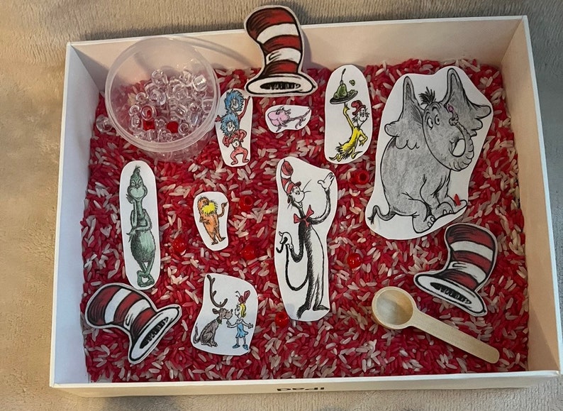 Dr Seuss Cat in the Hat Sensory Bin and Game - Etsy Canada