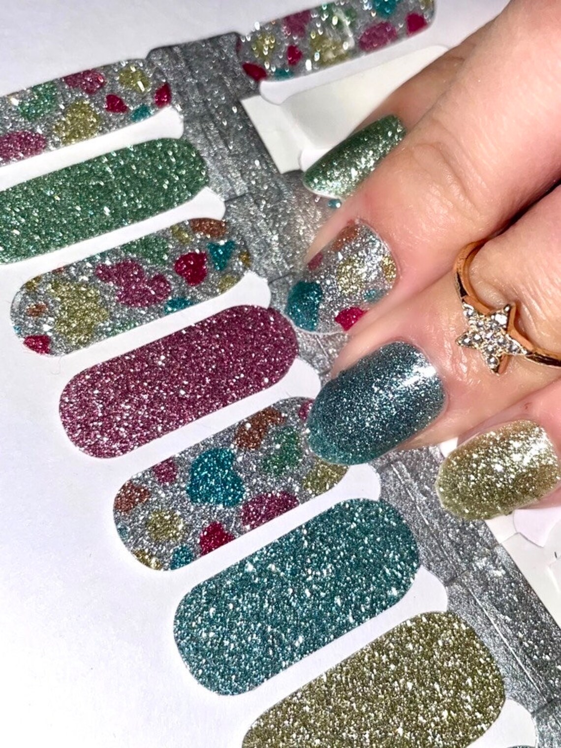 Glitter Nails Wraps, New Year Nail Wraps, Nail Strips, Nail Stickers ...