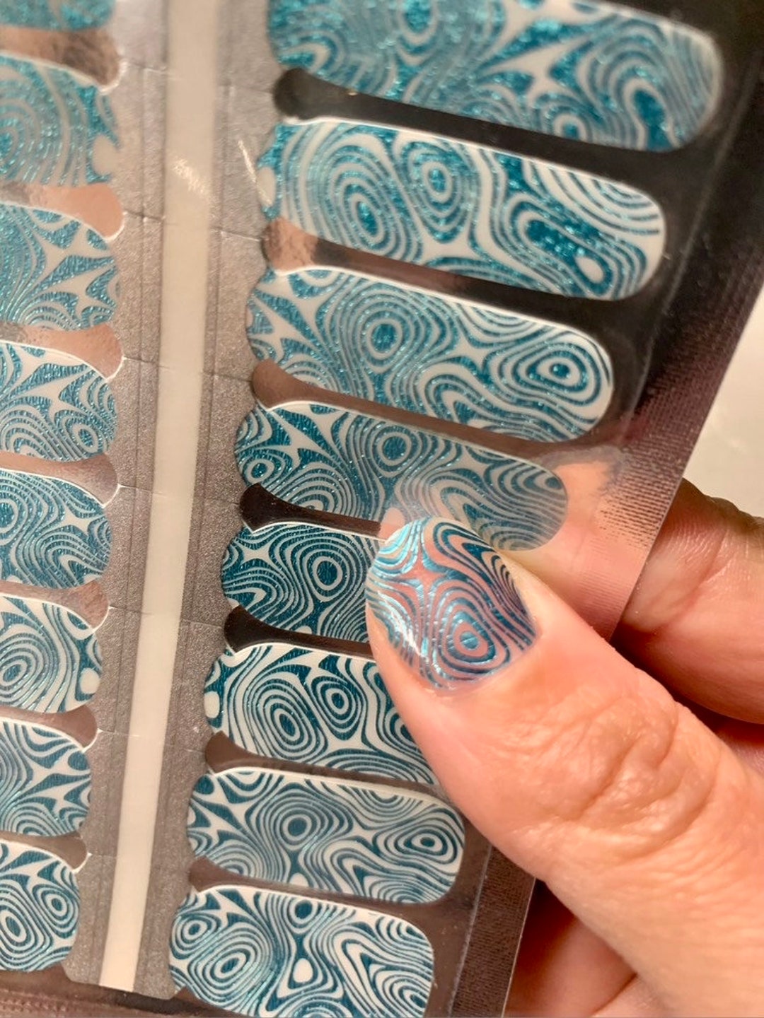NAIL Art STICKERS, Nail WRAPS, Press on Nails, Unique Melty Blue Color ...