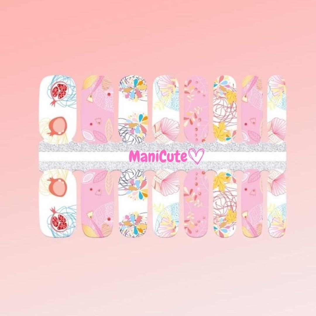 Fruity Pink Nail Wraps, Nail Strips, Nail Stickers, Nail Art, Nail ...