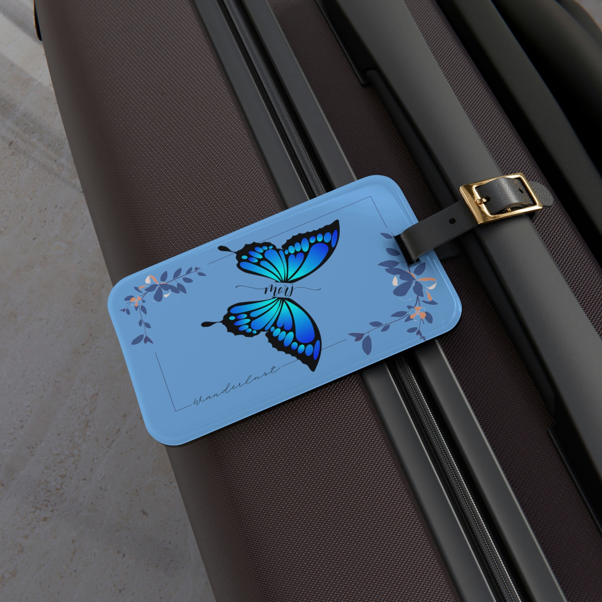 Personalized Luggage Tag, Butterfly Bag Tag, Wanderlust Luggage Tag - Etsy