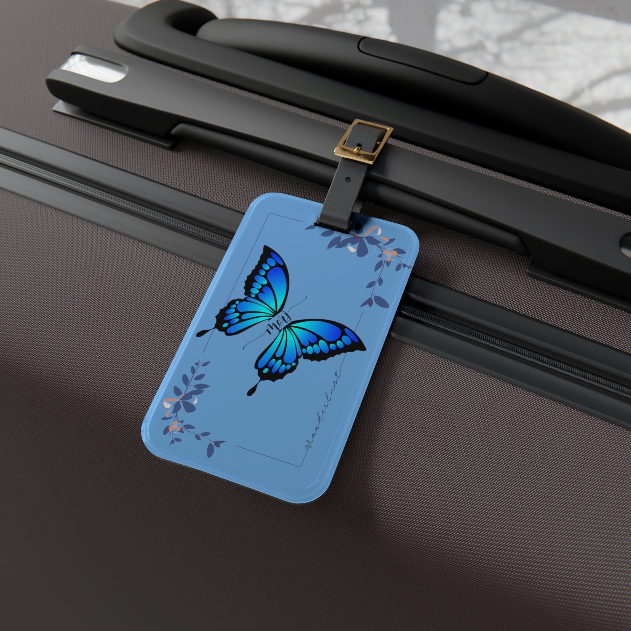 Personalized Luggage Tag, Butterfly Bag Tag, Wanderlust Luggage Tag - Etsy