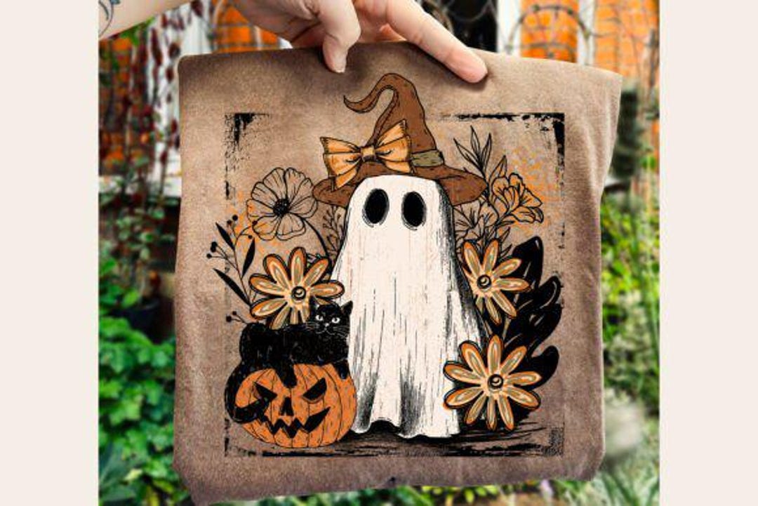 Floral Fall Ghost PNG | Boho Autumn Sublimation Design | Halloween ...