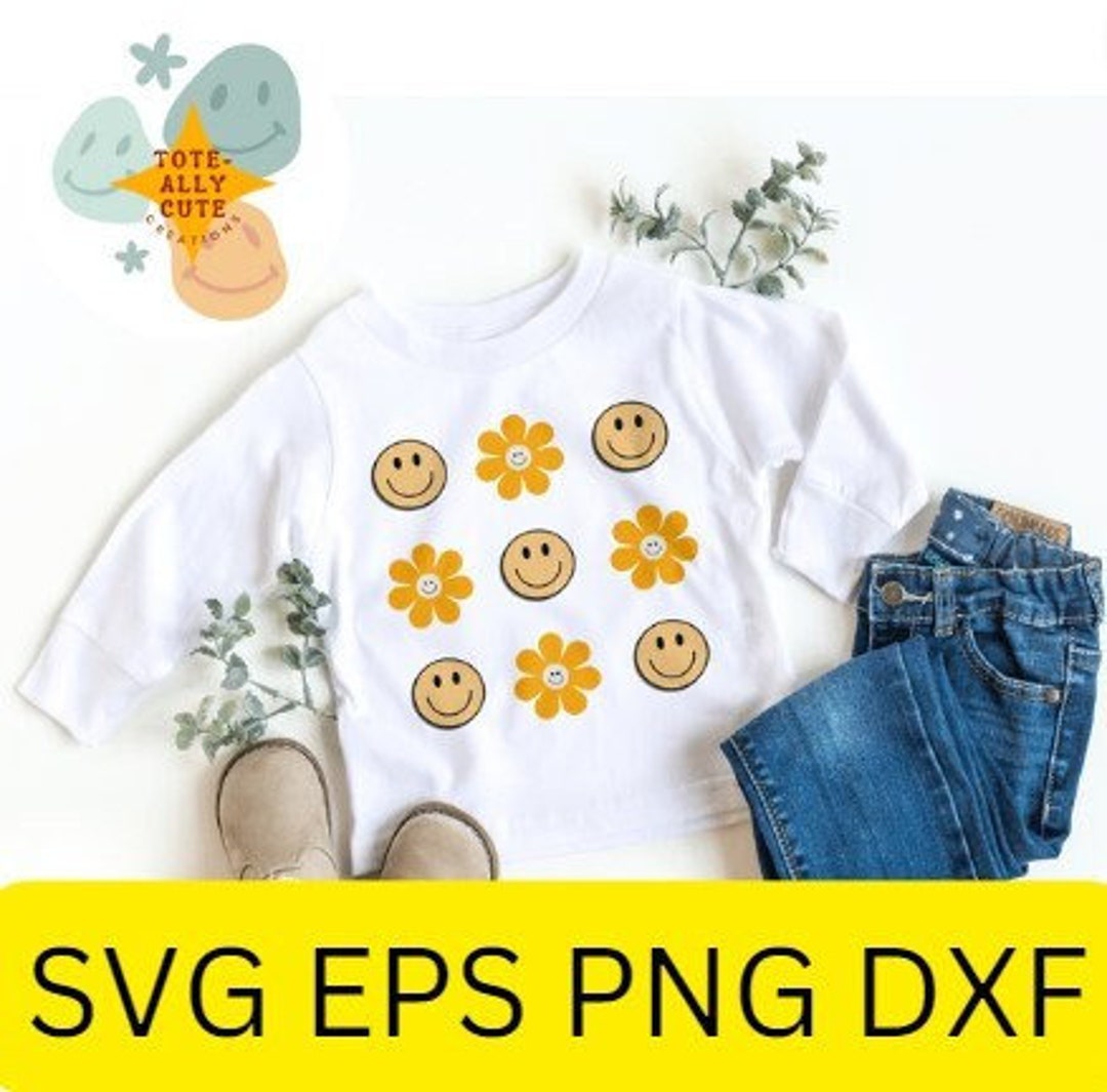 Smiley Flower SVG, Trendy Boho Png, Instant Download, Digital ...