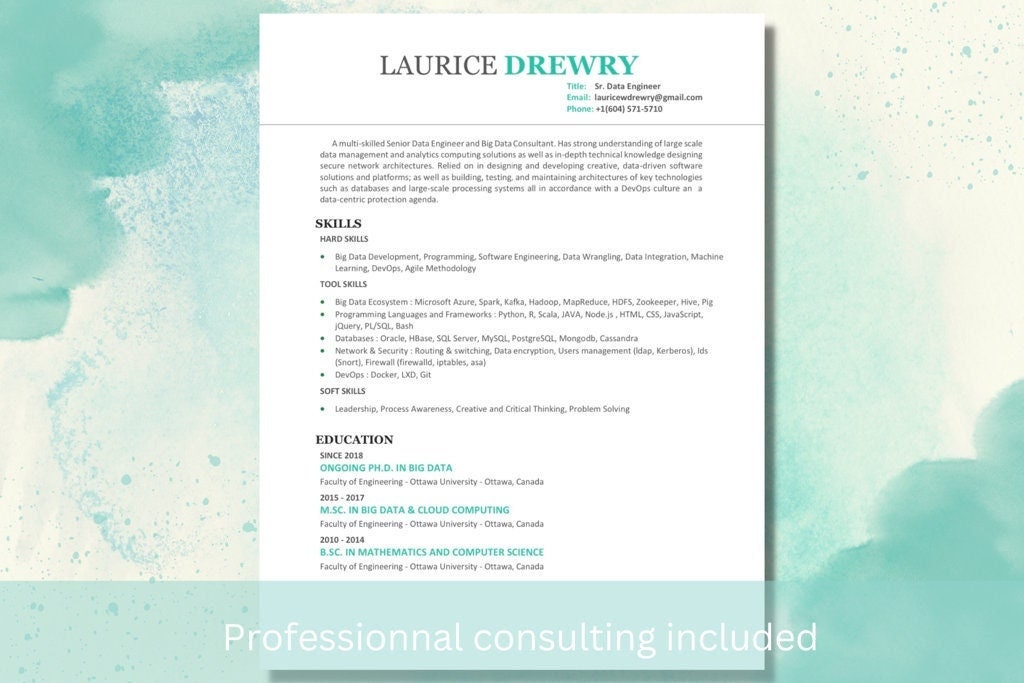 Resume Template, Professional Resume Template for Word, IT Resume ...