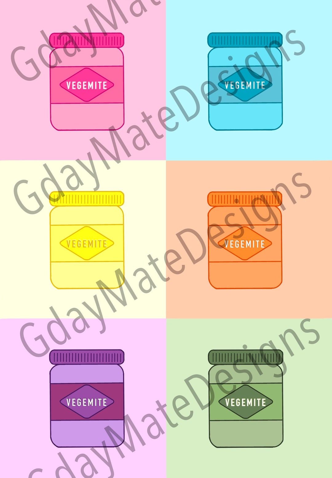 Colourful Vegemite Pop Art Print | Vegemite Art | Aussie Art - Etsy ...