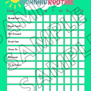 Digital** Kids Visual Chore Tracker Printable Worksheet - Etsy