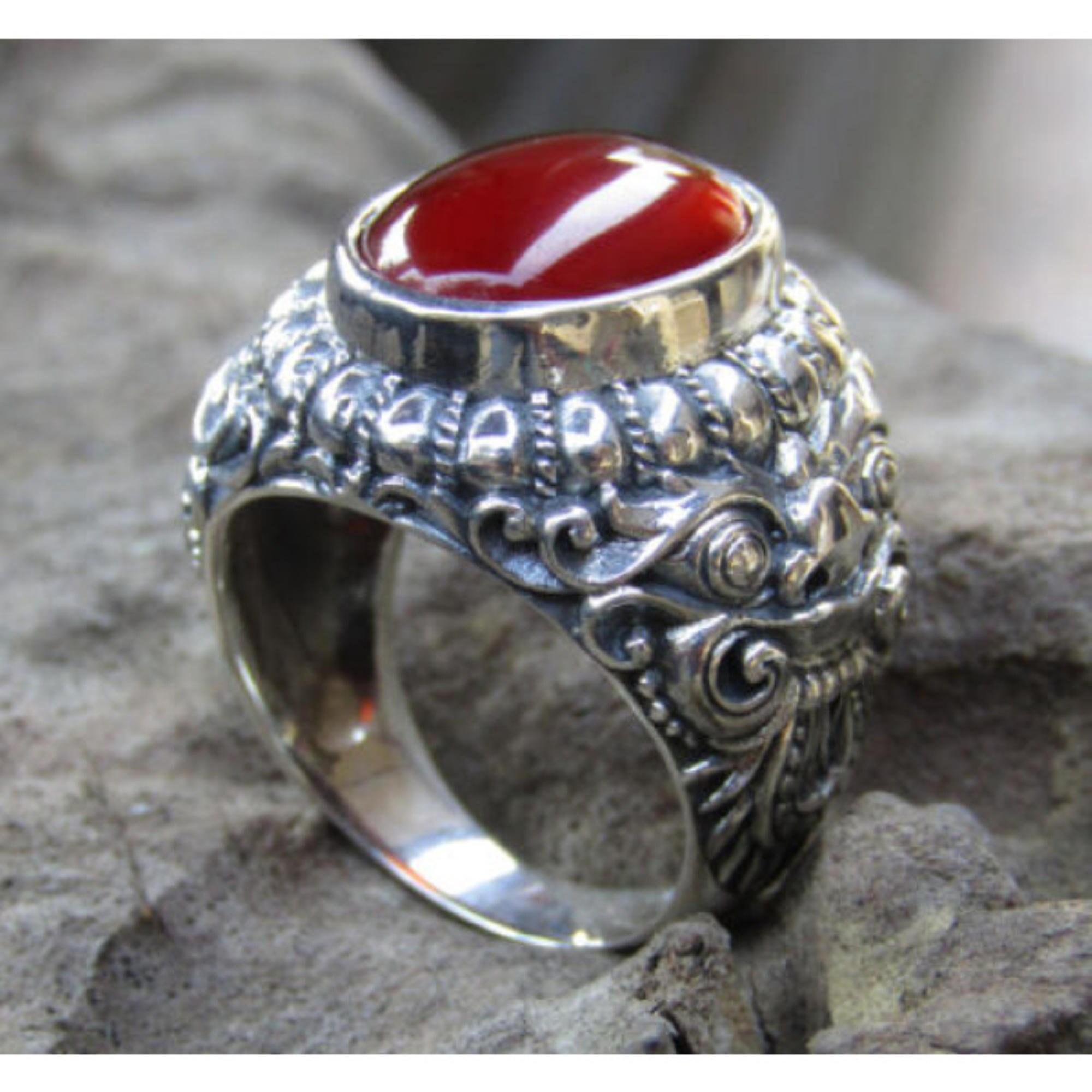 Silver Ring Barong With Carnelian Stone - Etsy