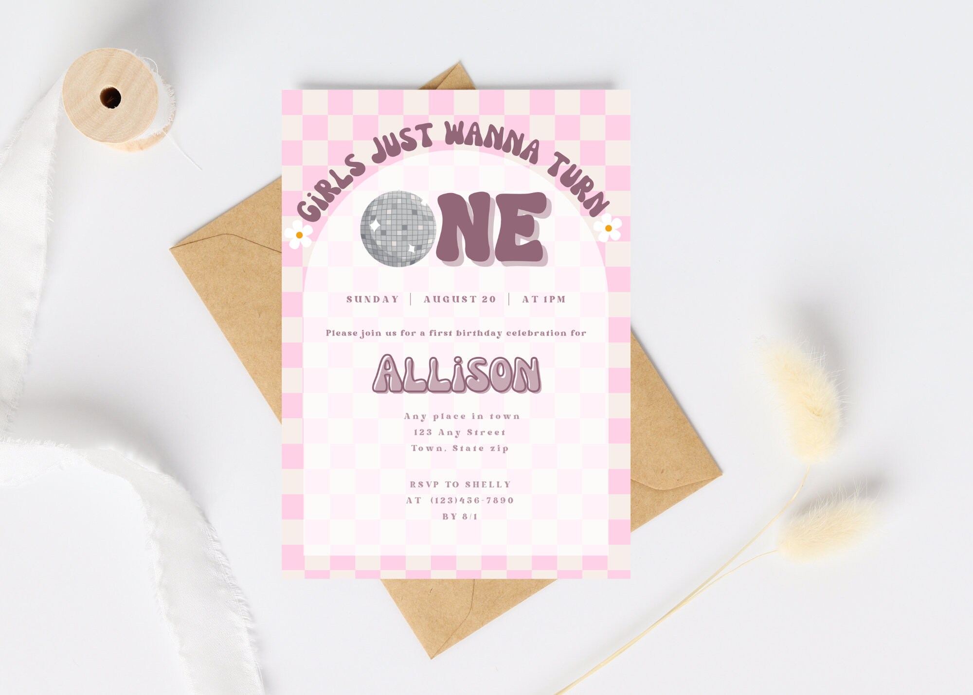 Girls Just Wanna Turn ONE Digital Invitation Template - Etsy