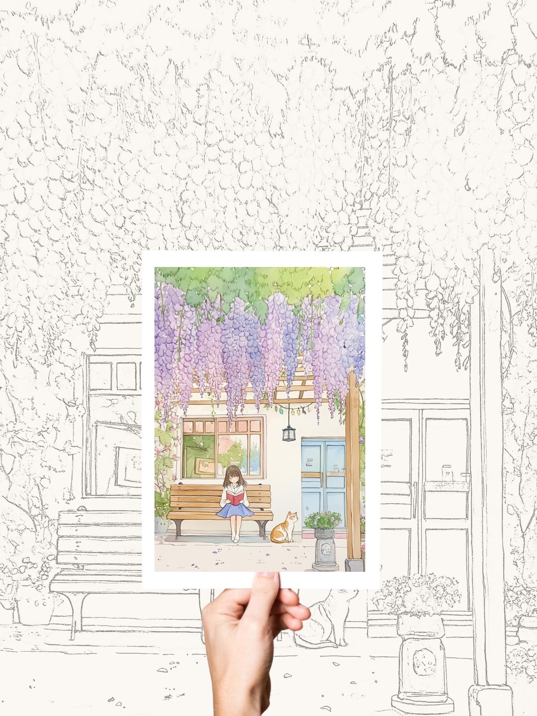 Mindful Colouring Poster| Girl Reading Art Print on Thick Watercolor ...