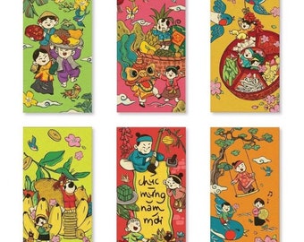 Bao Li Xi Tet 16pcs Vietnamese Lunar New Year 2024 Red Lucky Money ...