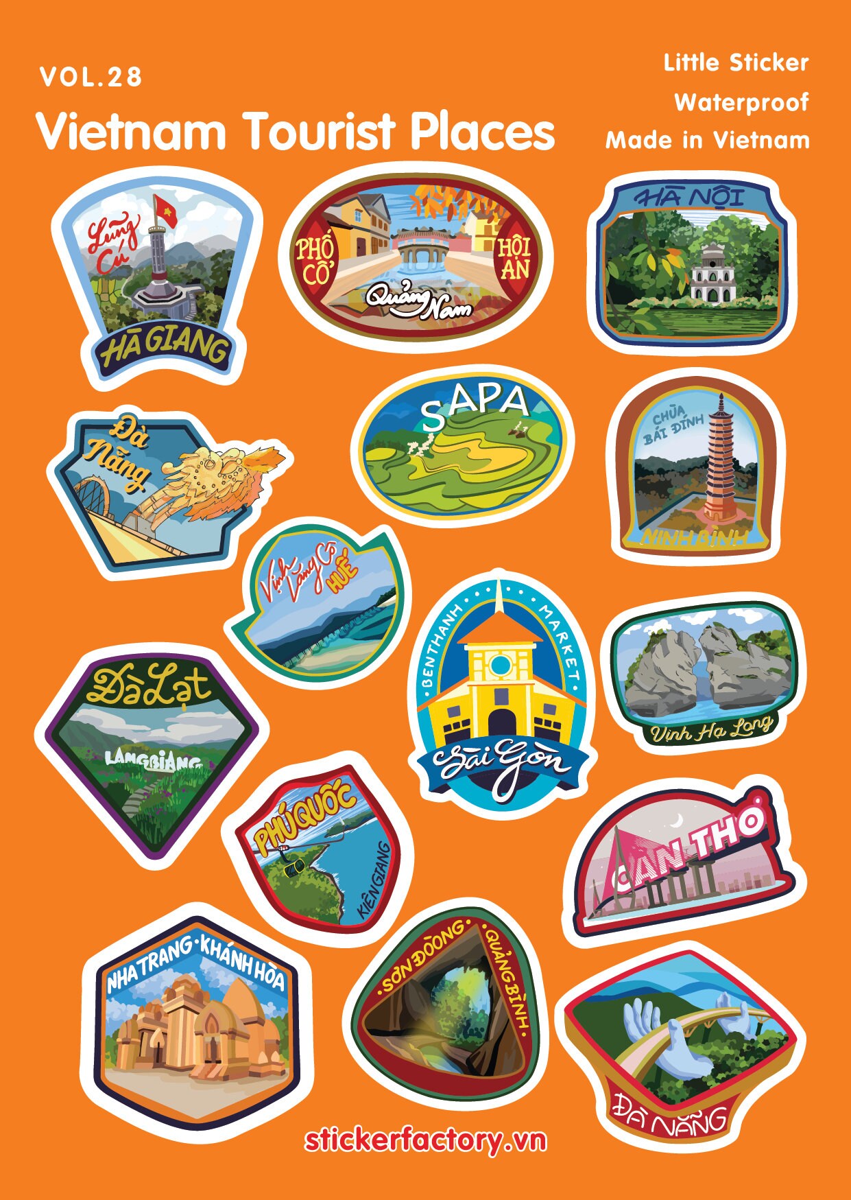 Vietnamese Stickersa6 Stickers Pad Vietnamese Tourist Places bullet ...