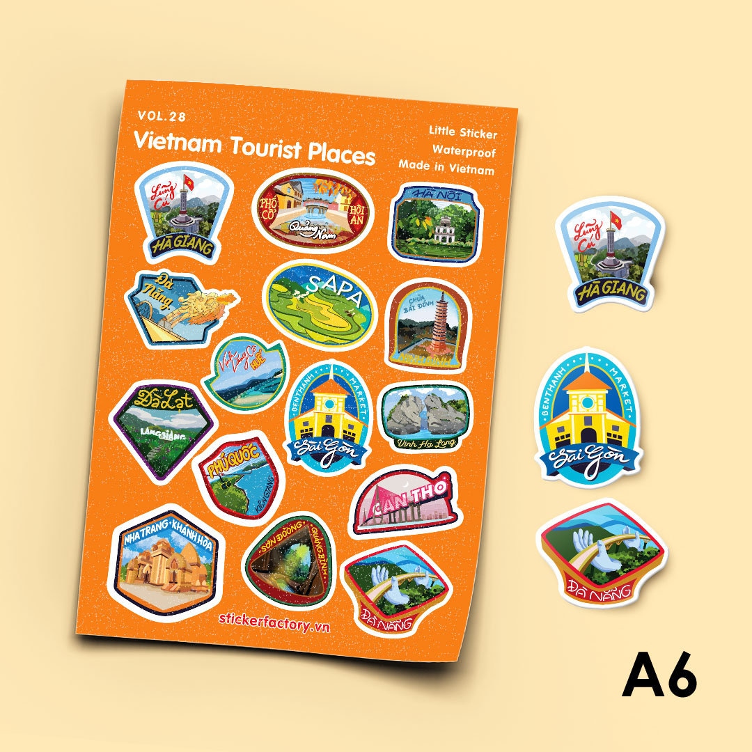 Vietnamese Stickersa6 Stickers Pad Vietnamese Tourist Places bullet ...