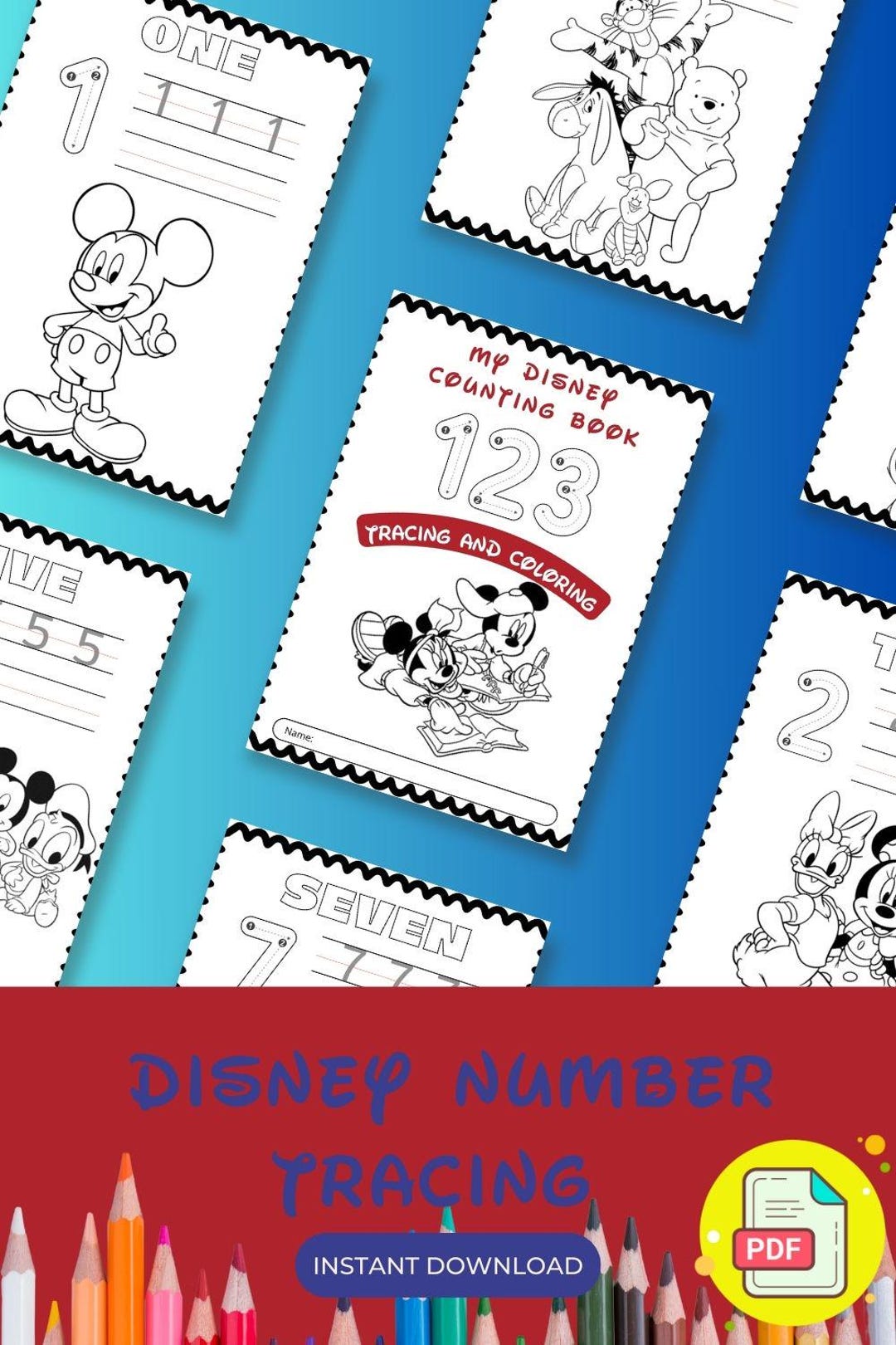 Disney Number Tracing- Practice Worksheets- PDF Instant Download ...