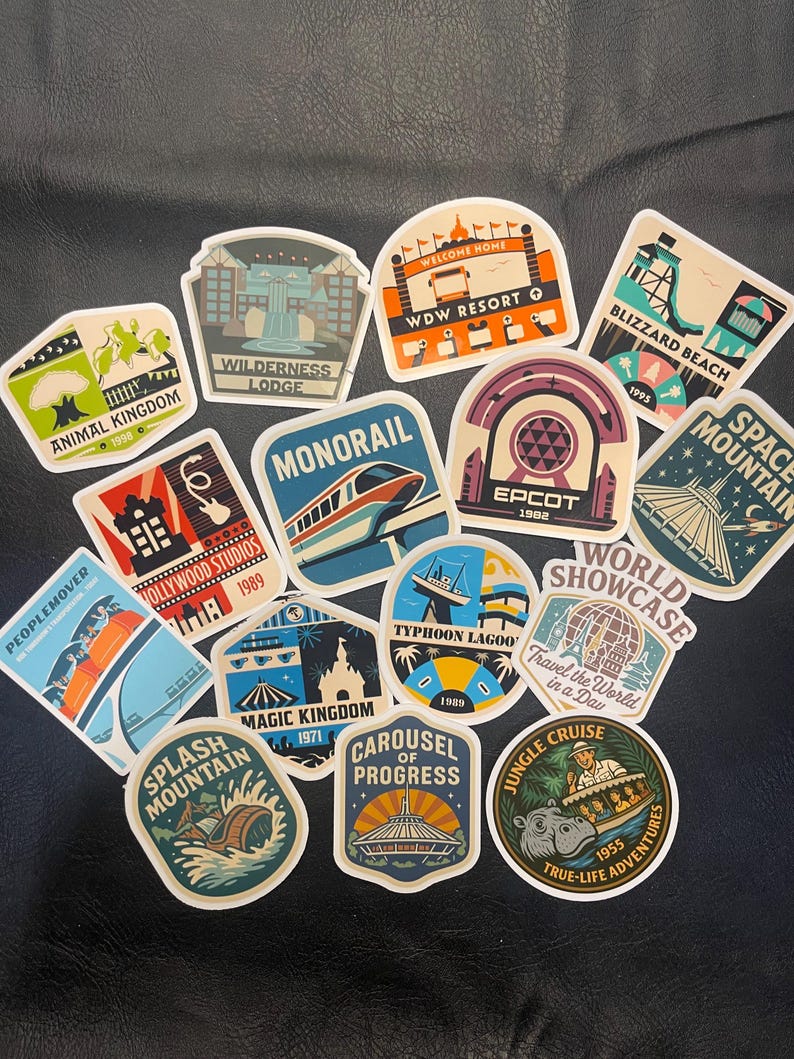Disney Vintage Attraction Badge Stickers-retro Signs Rides and Resorts ...