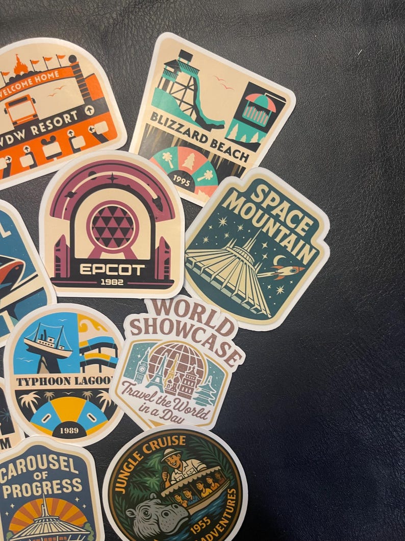 Disney Vintage Attraction Badge Stickers-retro Signs Rides and Resorts ...