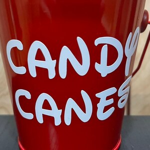 Disney Themed Candy Cane Bucket Red Metal Bucket Christmas - Etsy