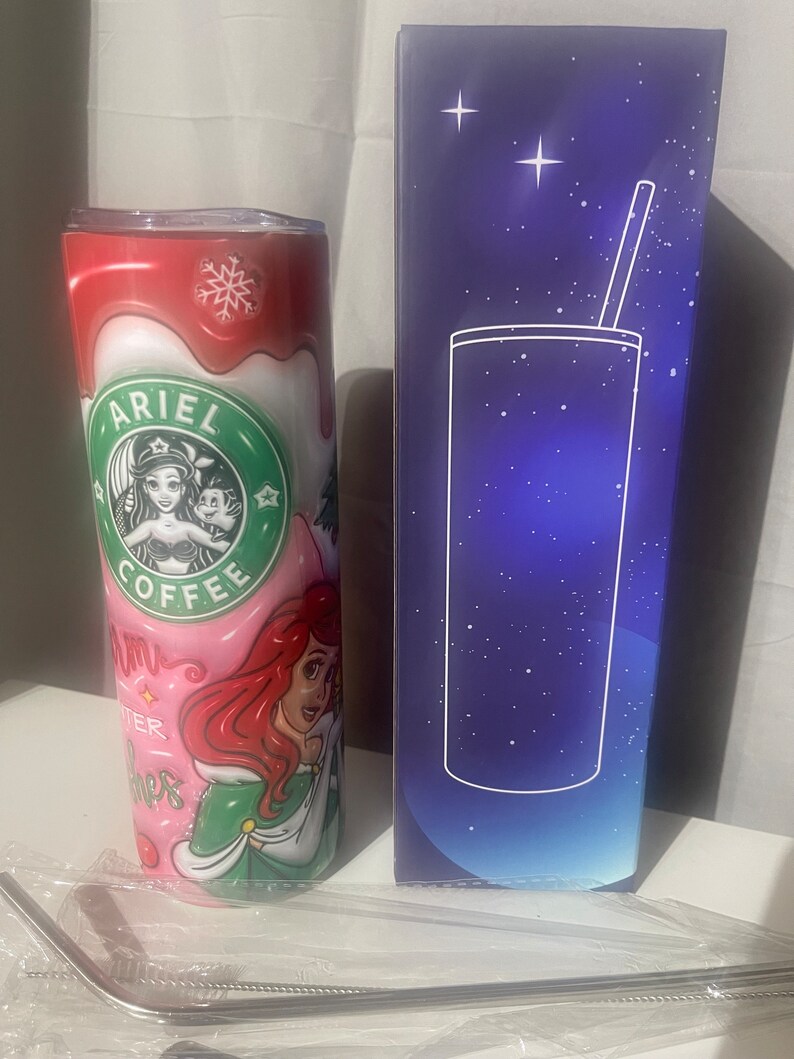 Disney Princess Ariel Starbucks Like Christmas 3d Inflated Puffy 20oz ...