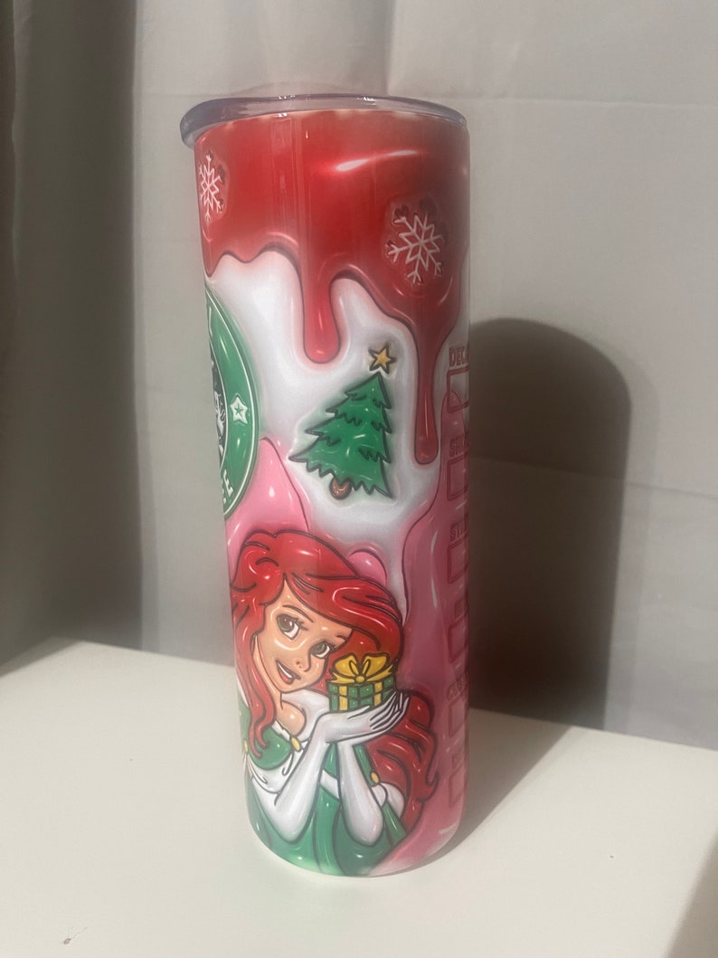 Disney Princess Ariel Starbucks Like Christmas 3d Inflated Puffy 20oz ...