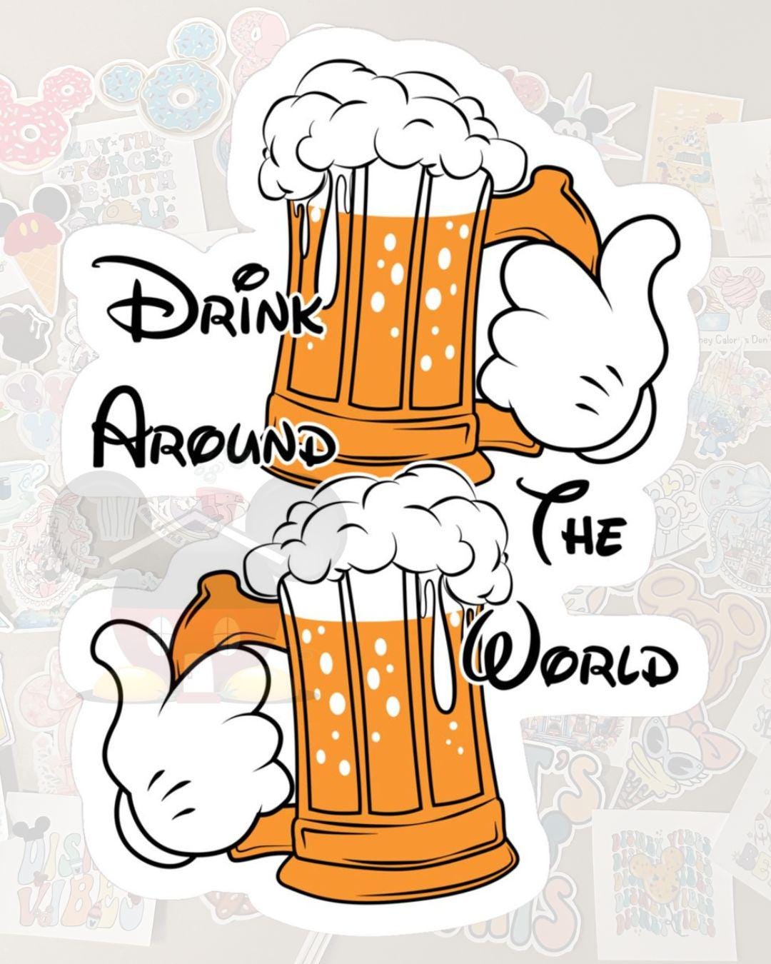 Disney Mickey Hands W/ Beer Drink Around the World Sticker- Pixie Dust ...