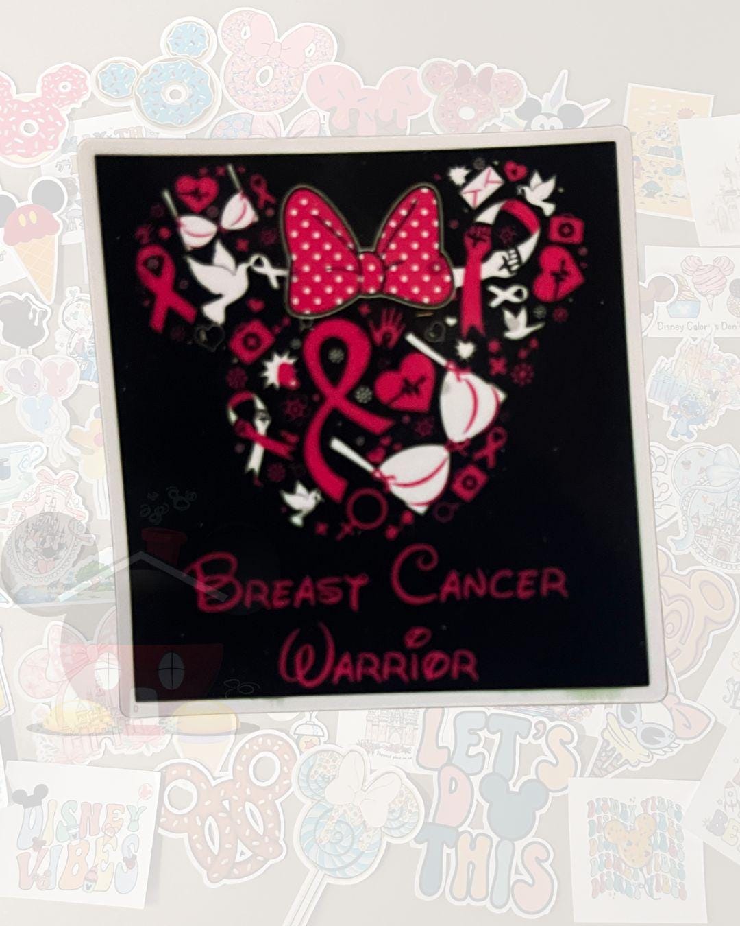 Mickey Mouse Breast Cancer Warrior Sticker: Waterproof Vinyl Decal - Etsy