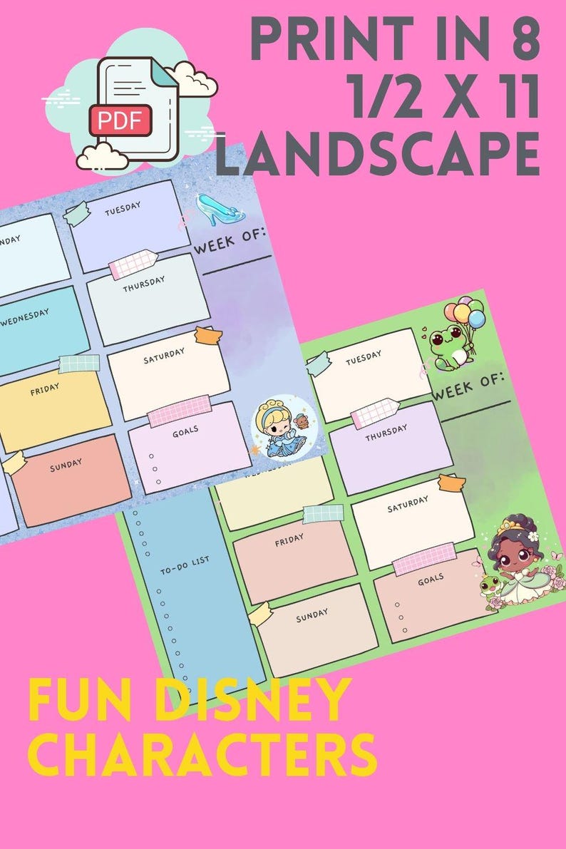 Disney Weekly Planner Pages- PDF Instant Download- Mickey, Minnie ...