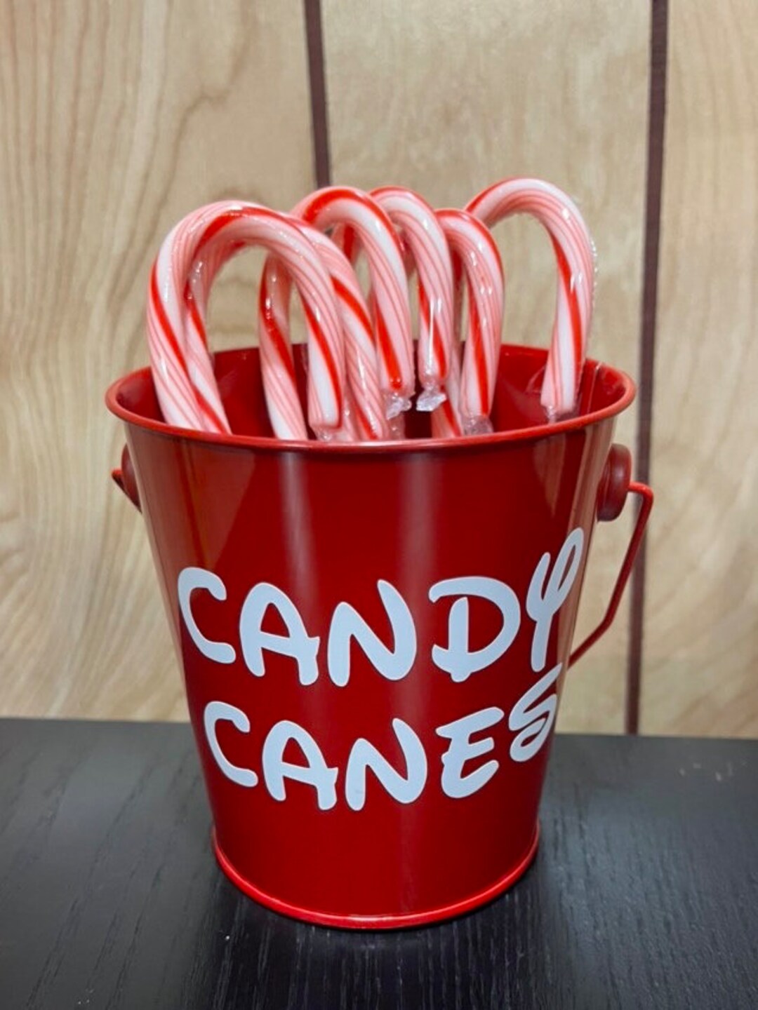 Disney Themed Candy Cane Bucket Red Metal Bucket Christmas - Etsy