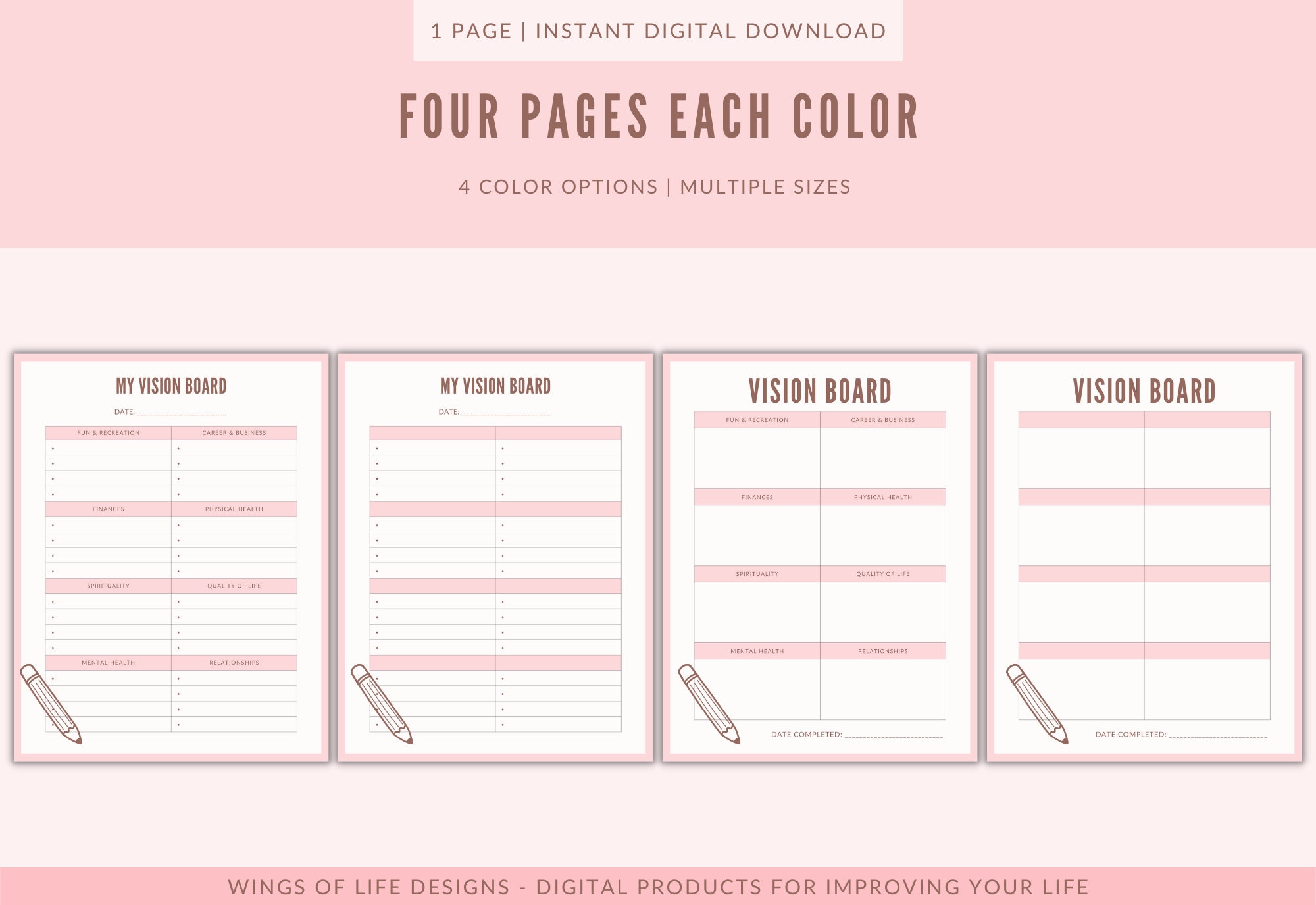 Simple Vision Board Digital Worksheet: Vision Board, Digital Worksheet ...