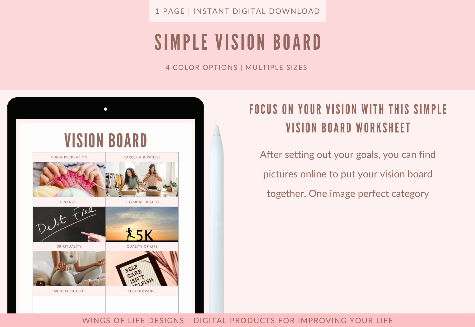 Simple Vision Board Digital Worksheet: Vision Board, Digital Worksheet, Create Your Vision - Etsy
