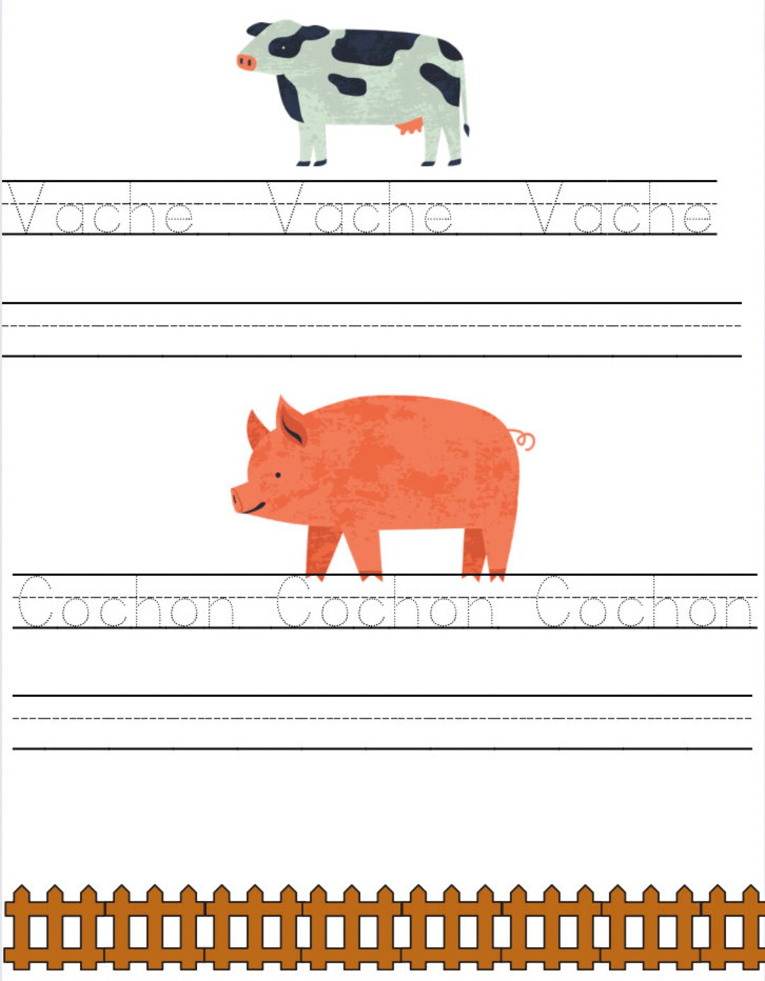 French Farm Animals les Animaux De La Ferme - Etsy