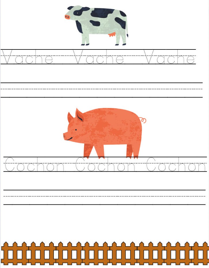 French Farm Animals les Animaux De La Ferme - Etsy